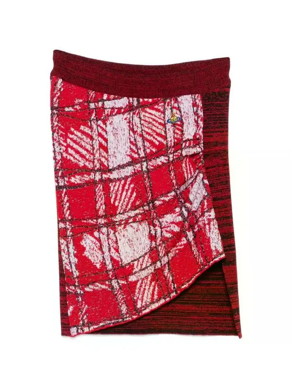 VIVIENNE WESTWOOD Check Asymmetric Mini Skirt - Red