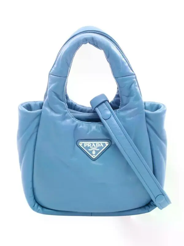 Prada Small Soft Padded Nappa Double Handled Bag - Blue