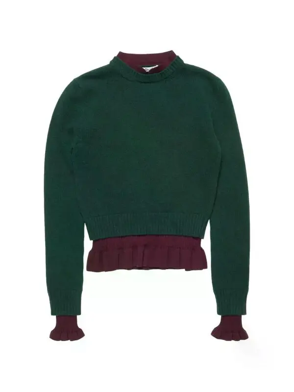 Acne Studios Ruffled Layered-effect Sweater - Green
