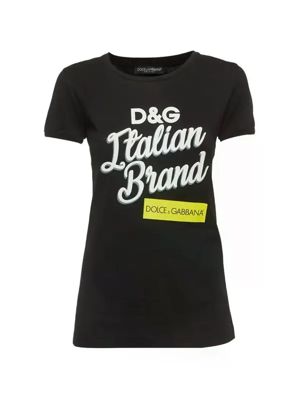 Dolce & Gabbana Italian Brand" Logo Print T-shirt - Black