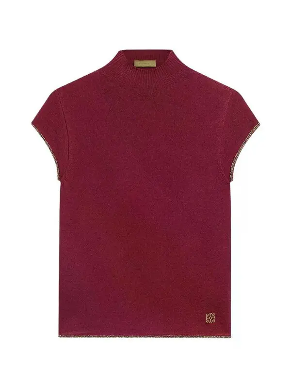 Momoni Sleeveless Mock Neck Top - Red
