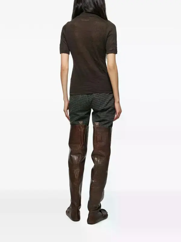 Acne Studios Silk Blend Crinkled Effect Polo Knit
