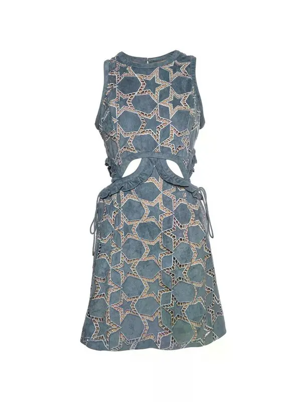 SELF-PORTRAIT Embroidered Cutout Mini Dress - Blue