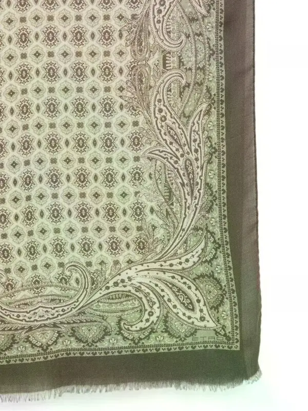 Etro Paisley-print Fringed Scarf - Green