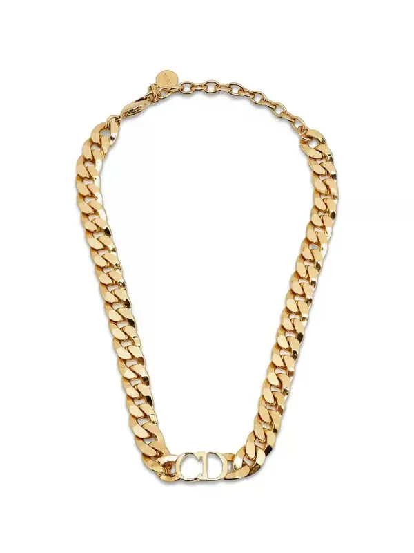 Dior Tone Monogram Choker Necklace - Gold