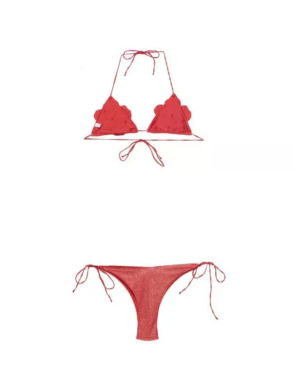 Oseree Floral Appliqué Bikini - Red
