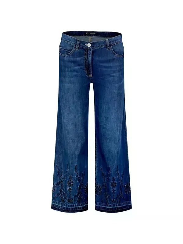 BETTY BARCLAY Embroidered Cropped Jeans - Blue