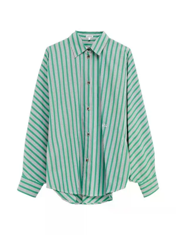 Loewe Striped Embroidered Anagram Shirt - Green