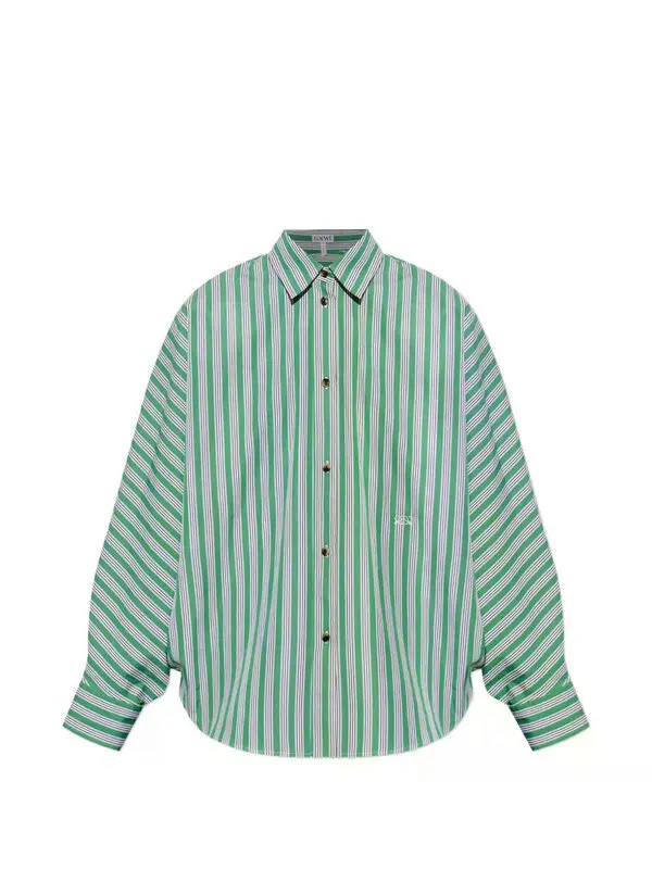 Loewe Striped Embroidered-anagram Shirt - Green