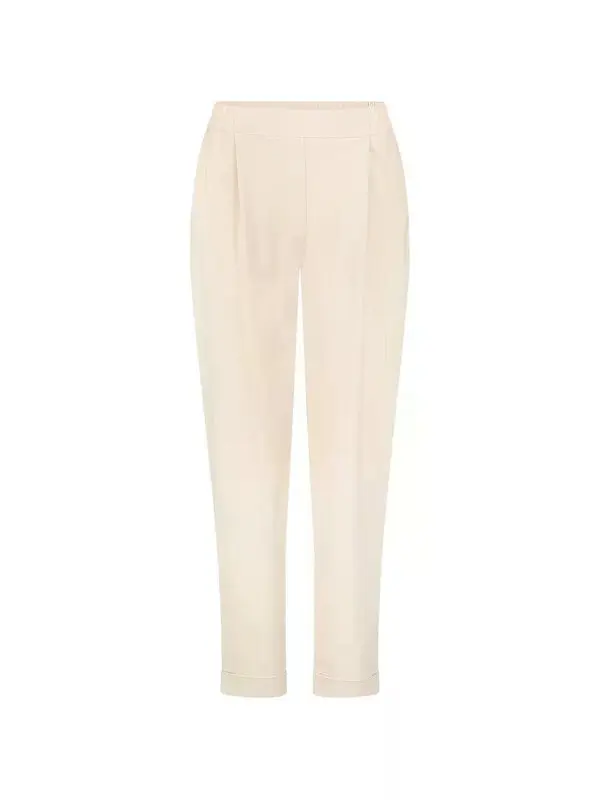 BETTY BARCLAY Pleated Turn-up Trousers - Neutrals