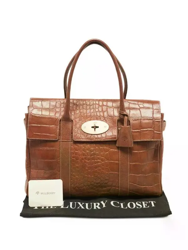 Mulberry Bayswater Croc-embossed Leather Tote Bag