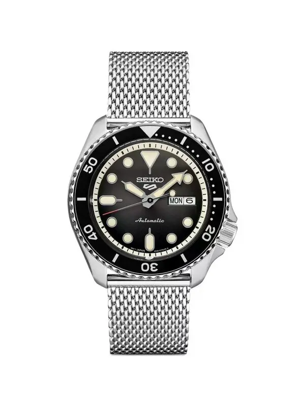SEIKO PREOWNED Seiko 5 Sports Automatic Watch With Mesh Bracelet - Black