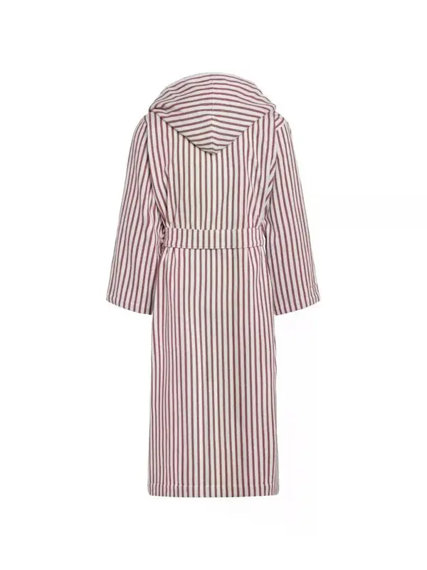 TEKLA Striped Hooded Dressing Gown - Red