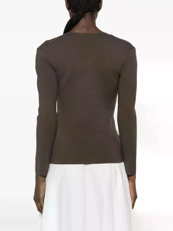 TOTEME V-neck Long-sleeve Ribbed Knit Sweater