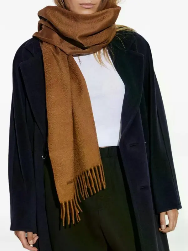 Max Mara Fringed Cashmere Scarf - Brown