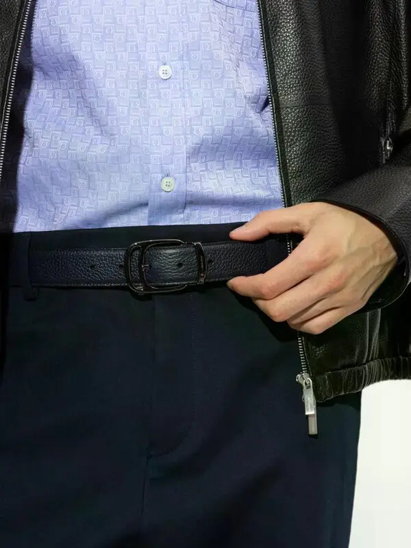 FERRAGAMO Reversible Grained Calf Leather Belt
