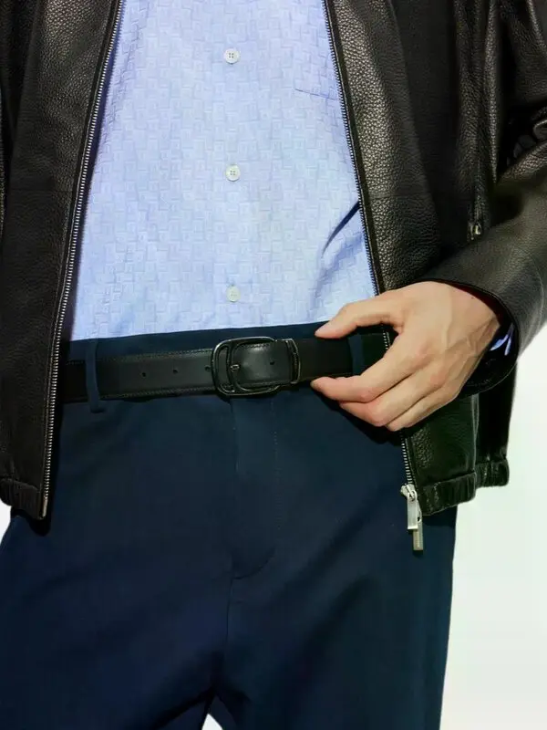 FERRAGAMO Reversible Grained Calf Leather Belt