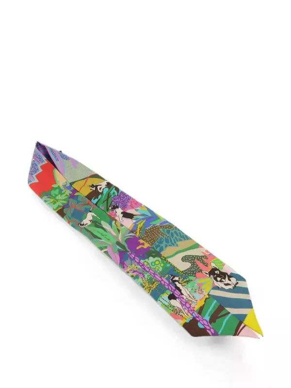 Hermès Twilly Dog-print Scarf - Green