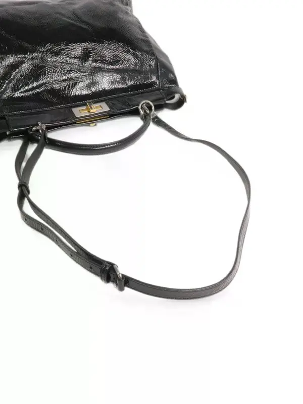Fendi Peekaboo Patent Leather Handbag - Black
