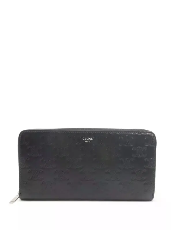 Celine Triomphe Embossed Zipped Wallet - Black
