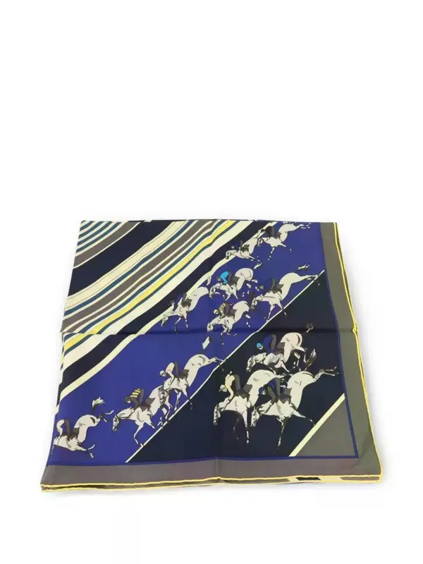 Hermès Horse-print Scarf - Blue