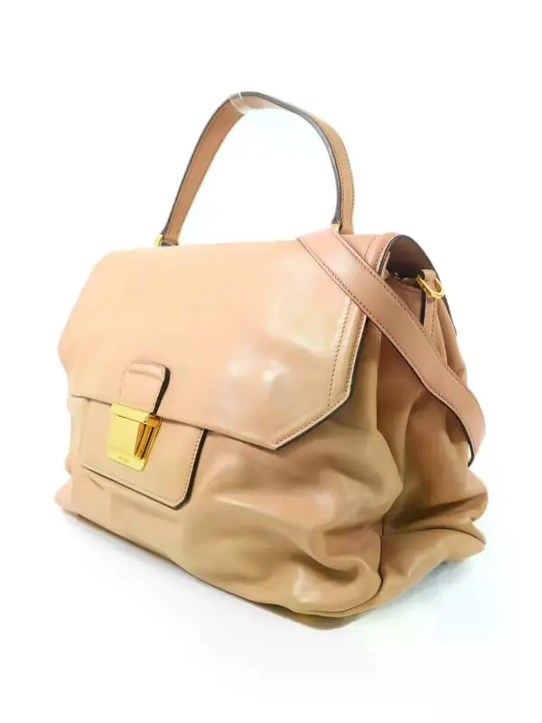 Miu Miu Leather Foldover Shoulder Bag - Neutrals