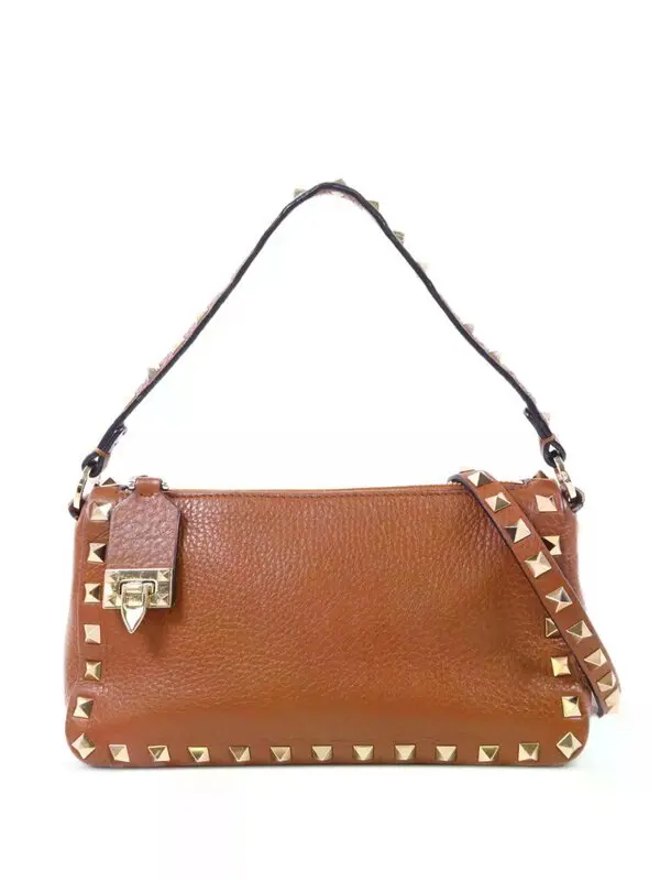 Valentino Garavani Rockstud Two-way Calfskin Shoulder Bag - Brown