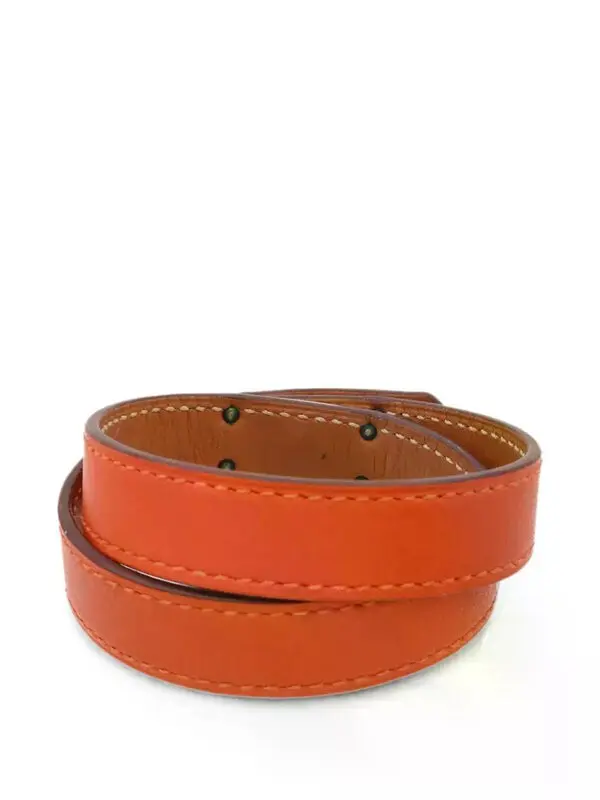 Hermès Orange Leather Double Tour Kelly Bracelet With Palladium-plated Hardware - Silver