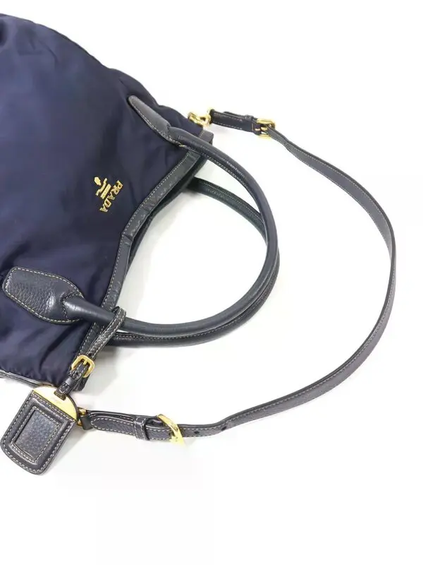 Prada Logo Plaque Two-way Tote Bag