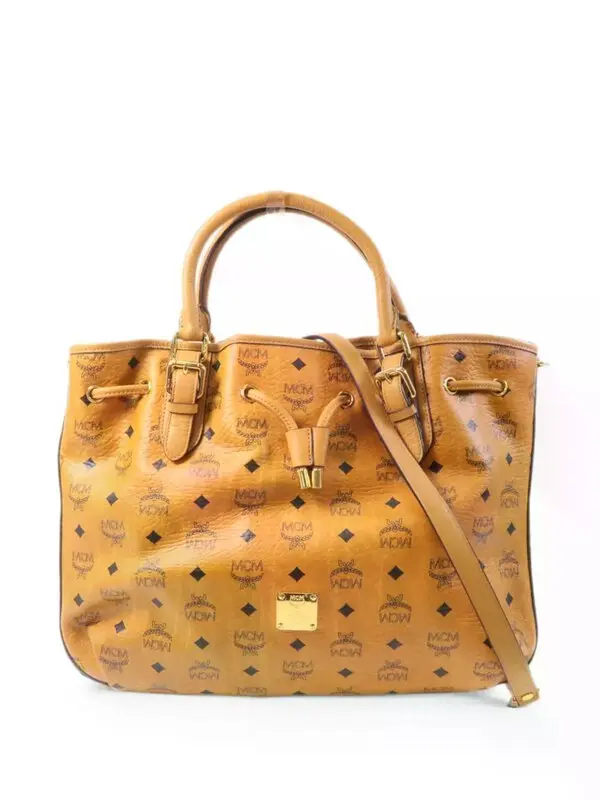 Mcm Logo Print Tote Bag - Brown