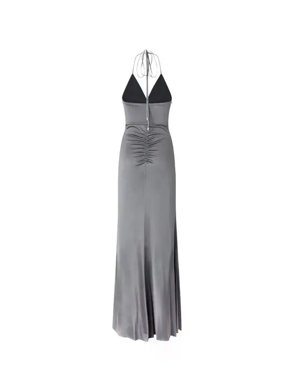 Pinko Halterneck Long Slip Dress With Knotted Detail