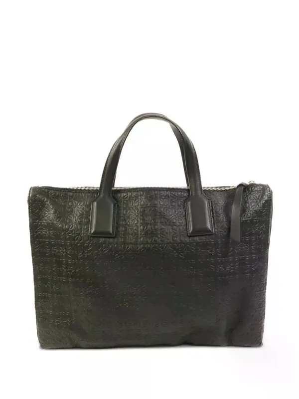 Loewe Anagram Embossed Leather Tote Bag - Black