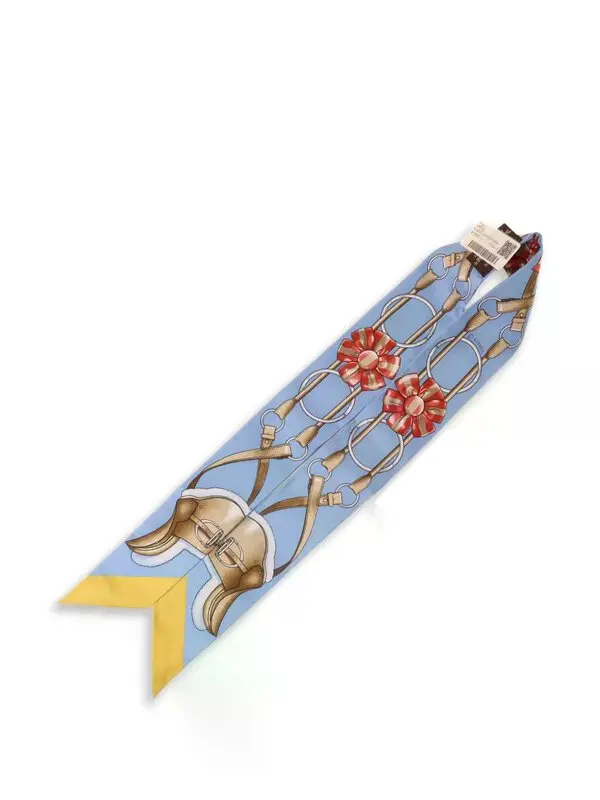 Hermès Twilly Equestrian-print Scarf - Blue