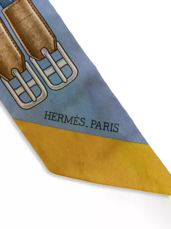 Hermès Twilly Equestrian-print Scarf - Blue