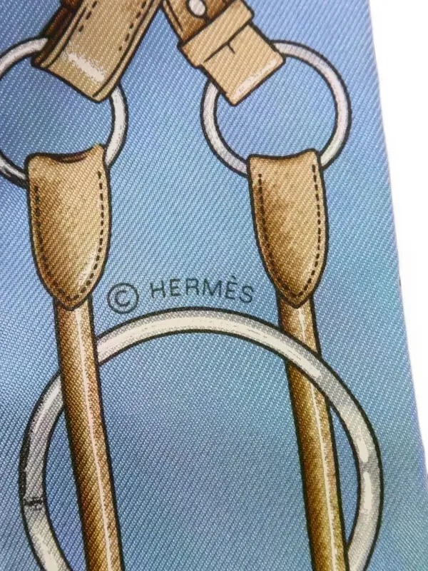 Hermès Twilly Equestrian-print Scarf - Blue