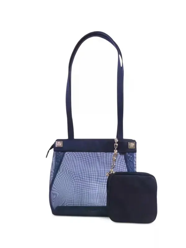 Versace Mesh Shoulder Bag With Silver-tone Hardware - Blue