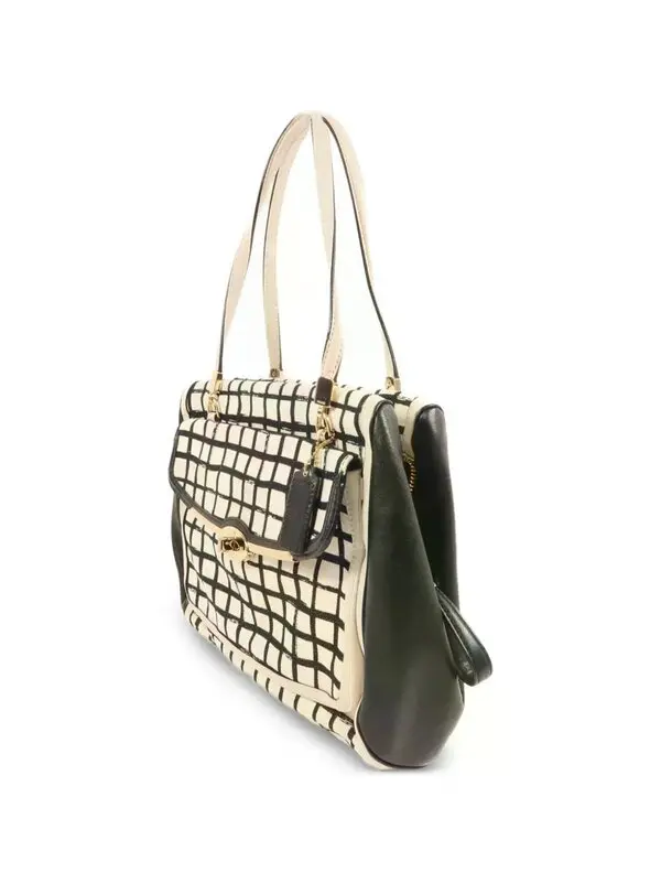 COACH VINTAGE Check Canvas Shoulder Bag - Black
