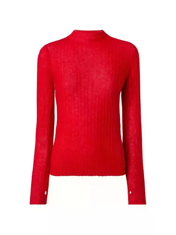 Pinko Ribbed Mock Neck Long Sleeve Sweater - Red