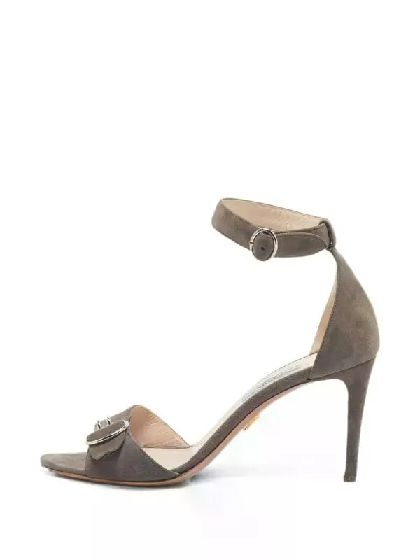 Prada Suede Buckle Detail Ankle Strap Stiletto Sandals