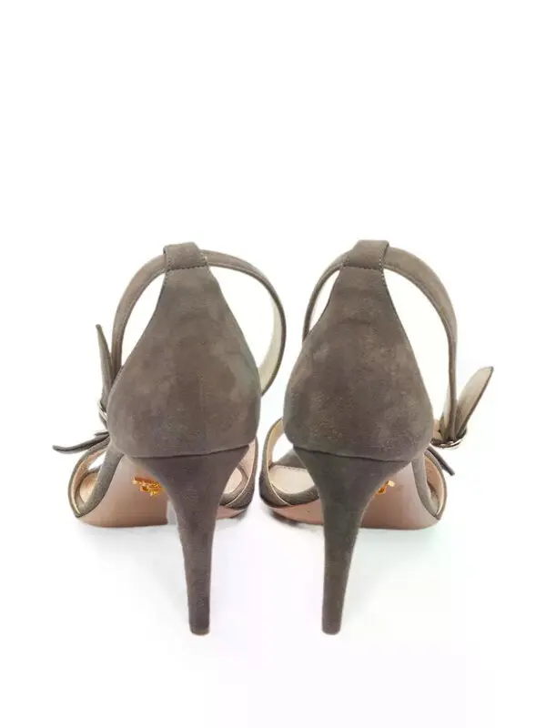 Prada Suede Buckle Detail Ankle Strap Stiletto Sandals