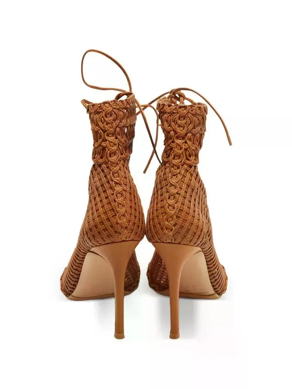 GIANVITO ROSSI Woven Lace-up Ankle Boots - Brown