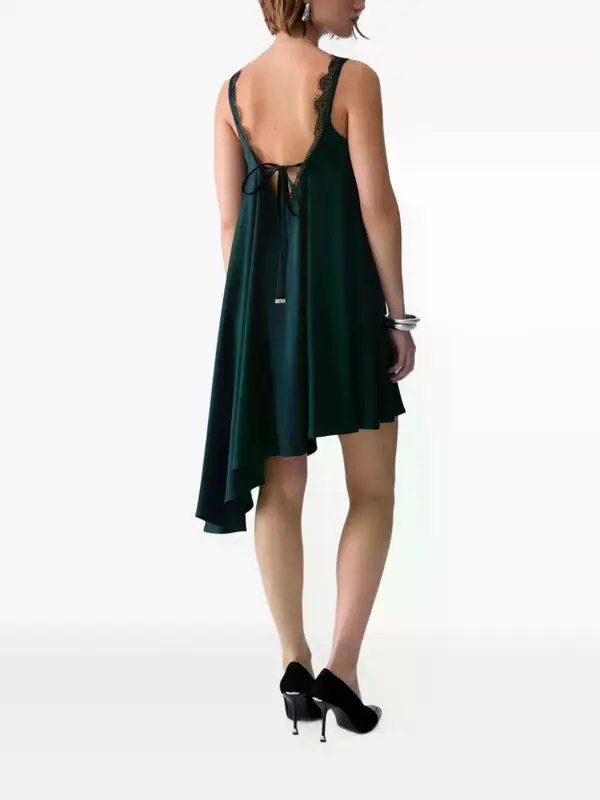 Liu Jo Asymmetrical Satin And Lace V-neck Dress