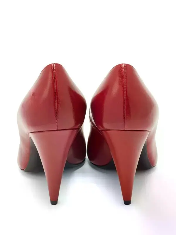 Saint Laurent Leather Pointed Toe Bow Pumps