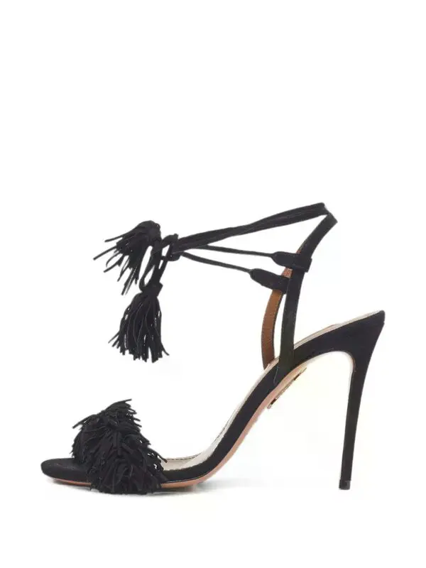 AQUAZZURA Wild Thing Fringed Heeled Sandals - Black