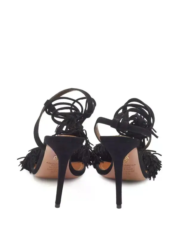 AQUAZZURA Wild Thing Fringed Heeled Sandals - Black