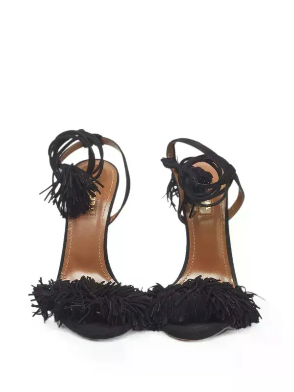 AQUAZZURA Wild Thing Fringed Heeled Sandals - Black