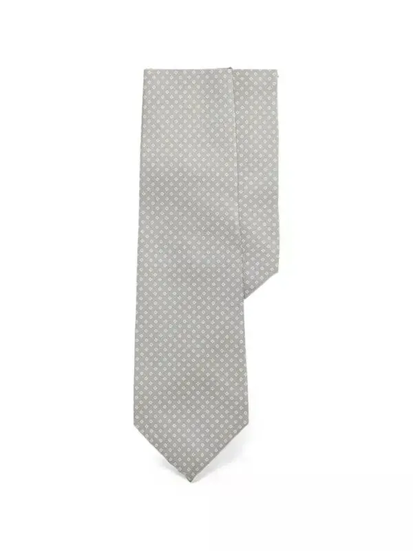 Ralph Lauren Purple Label Diamond-patterned Silk Tie - Grey
