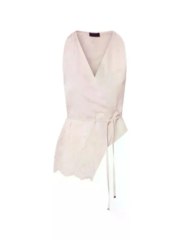 Liu Jo Jacquard Wrap Top With Lace Details - Neutrals