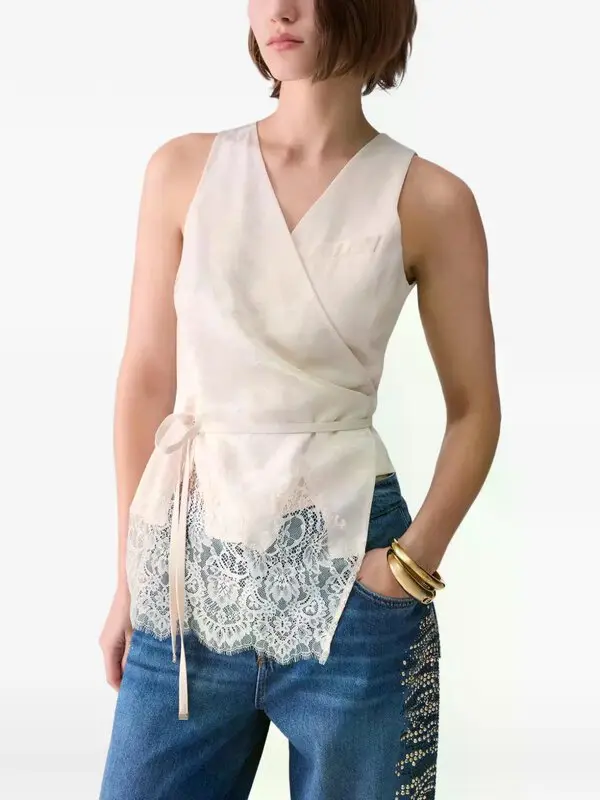 Liu Jo Jacquard Wrap Top With Lace Details