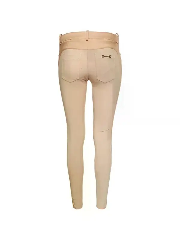 Elisabetta Franchi Beige Jersey Trousers With Contrasting Trim